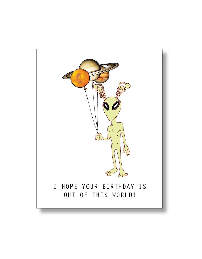 ALIEN BIRTHDAY CARD Awesome Funny Happy Birthday Card. Outer | Etsy