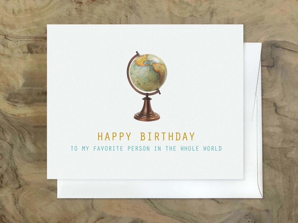 Globe Birthday Card. Long Distance Birthday Card. My Favorite - Etsy
