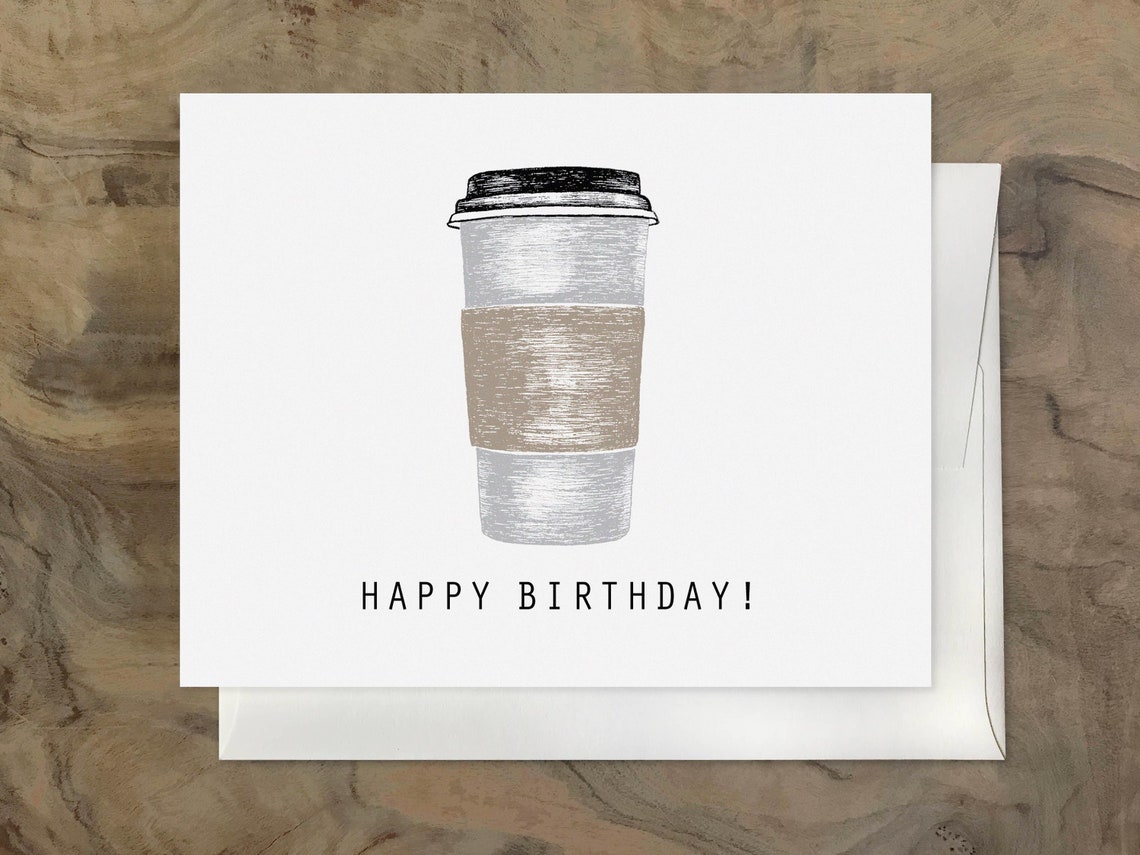 Coffee Birthday Card, Custom Birthday Card, Custom Name Handwritten ...