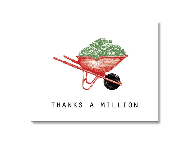 THANKS a MILLION CARD. Funny Cute Thank You Card. Gratitude | Etsy