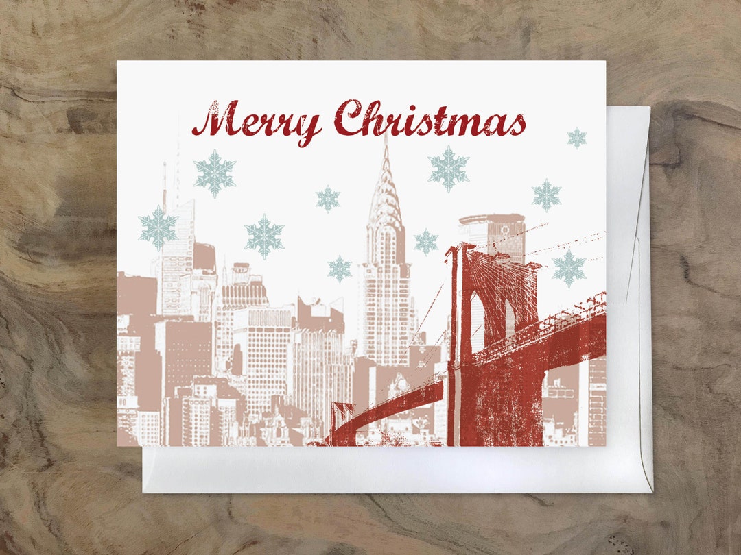 Manhattan Christmas Card New York City Christmas Card, Brooklyn Holiday ...