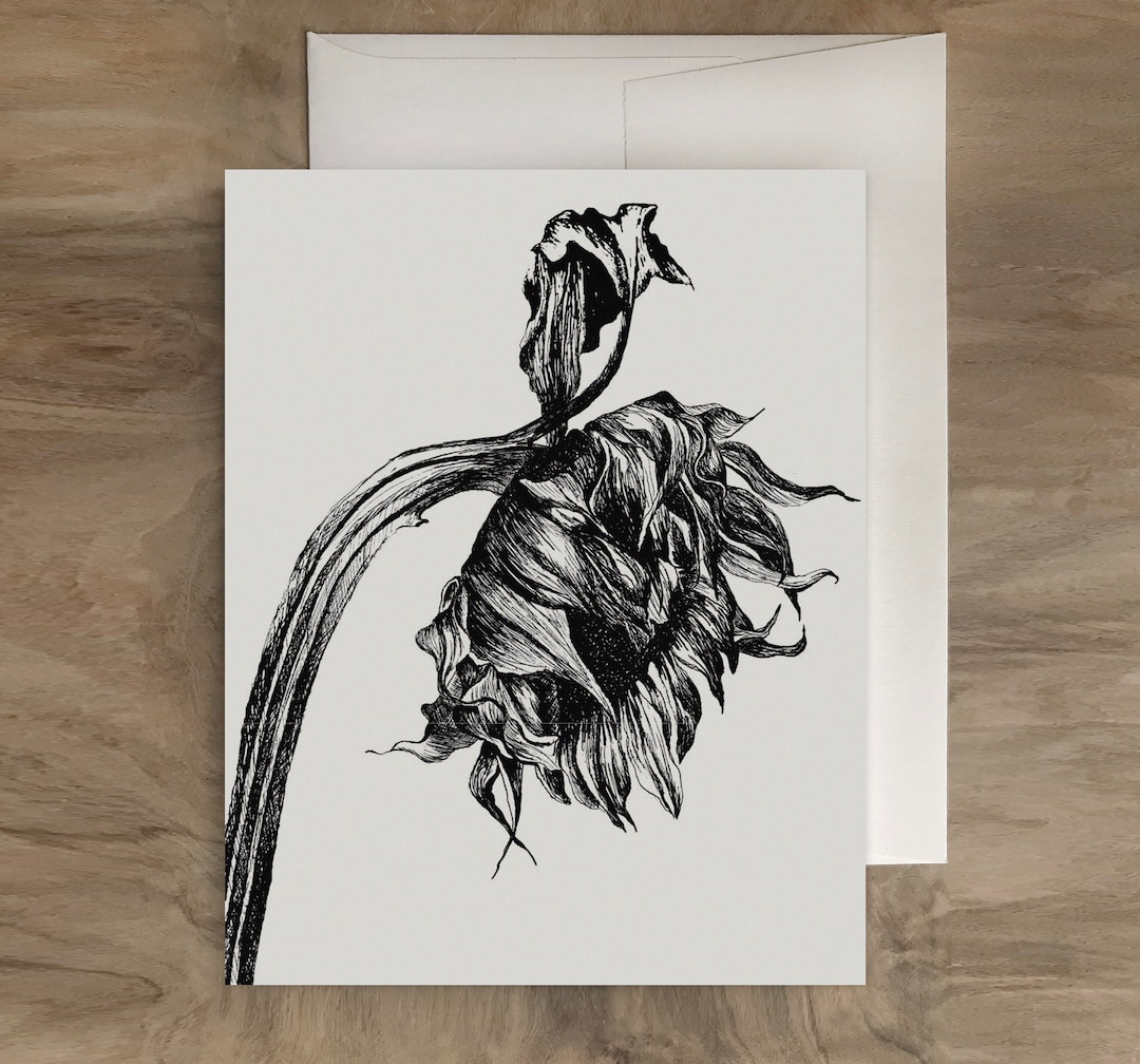 BLACK Flower Cards, Black Sunflower Card, Black Lily Card, Black ...