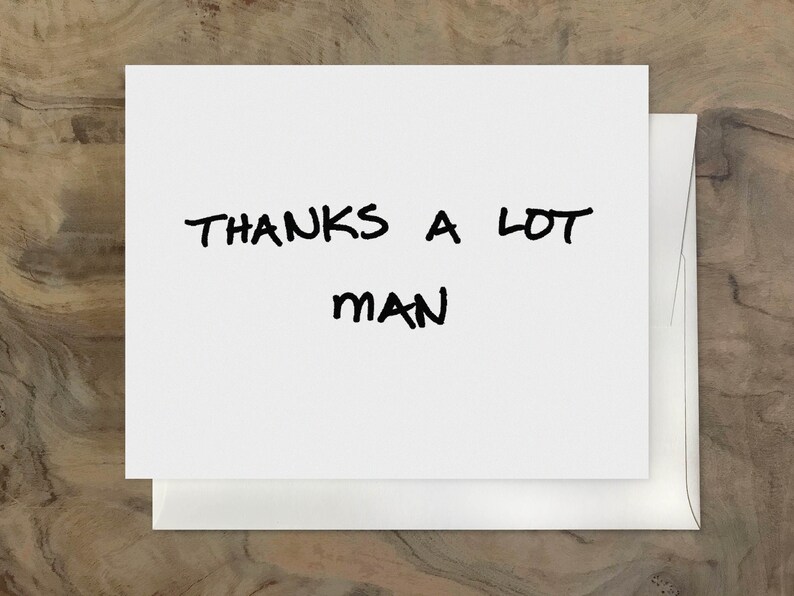 Thank You Card for Men THANKS A LOT MAN Card. Funny Thank You - Etsy UK