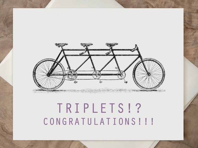 Triplets Card. Pregnant with Triplets. Congratulations | Etsy