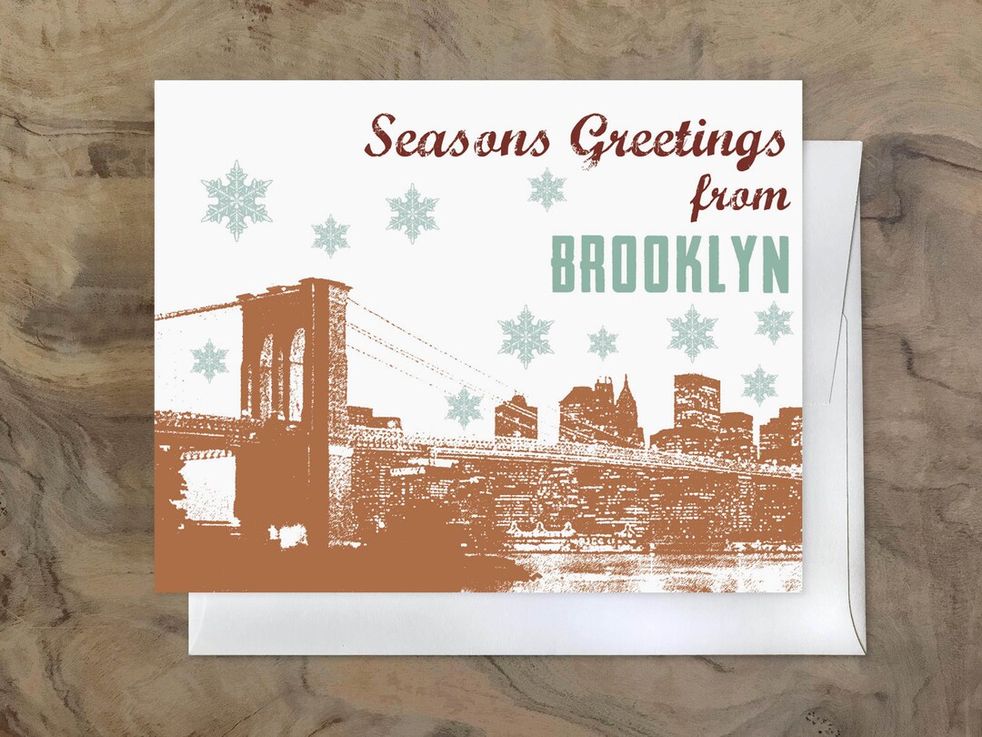 NYC New York Christmas Card SET, 10 Manhattan Holiday Cards, Brooklyn ...