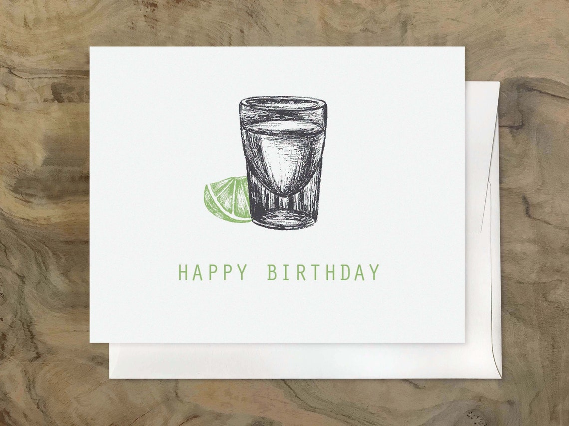 HAPPY BIRTHDAY Alcohol Card. Shot Glass. Card for a Drinker. 21st ...