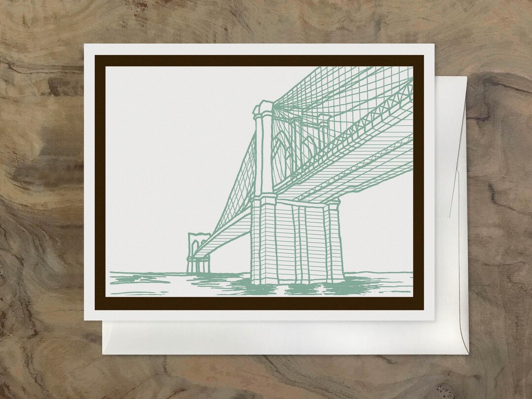 Brooklyn Bridge Note Card, Brooklyn Stationery. Modern Brooklyn Design ...