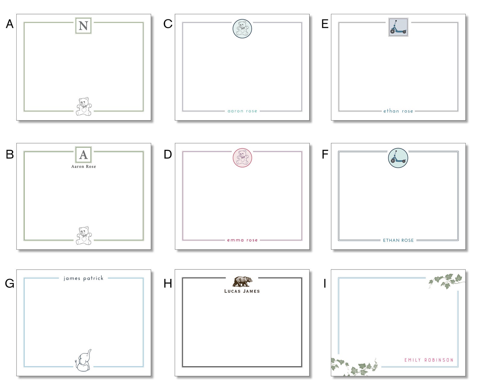 Personalized Notecards, Custom Child's Stationery, Baby Name Cards ...