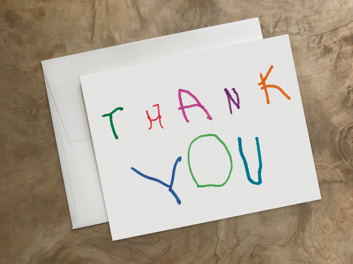 Adorable Kids THANK YOU CARD. Cute Children's Card Thank | Etsy