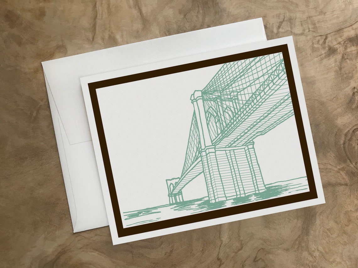 Brooklyn Bridge Note Card Brooklyn Stationery. Modern - Etsy