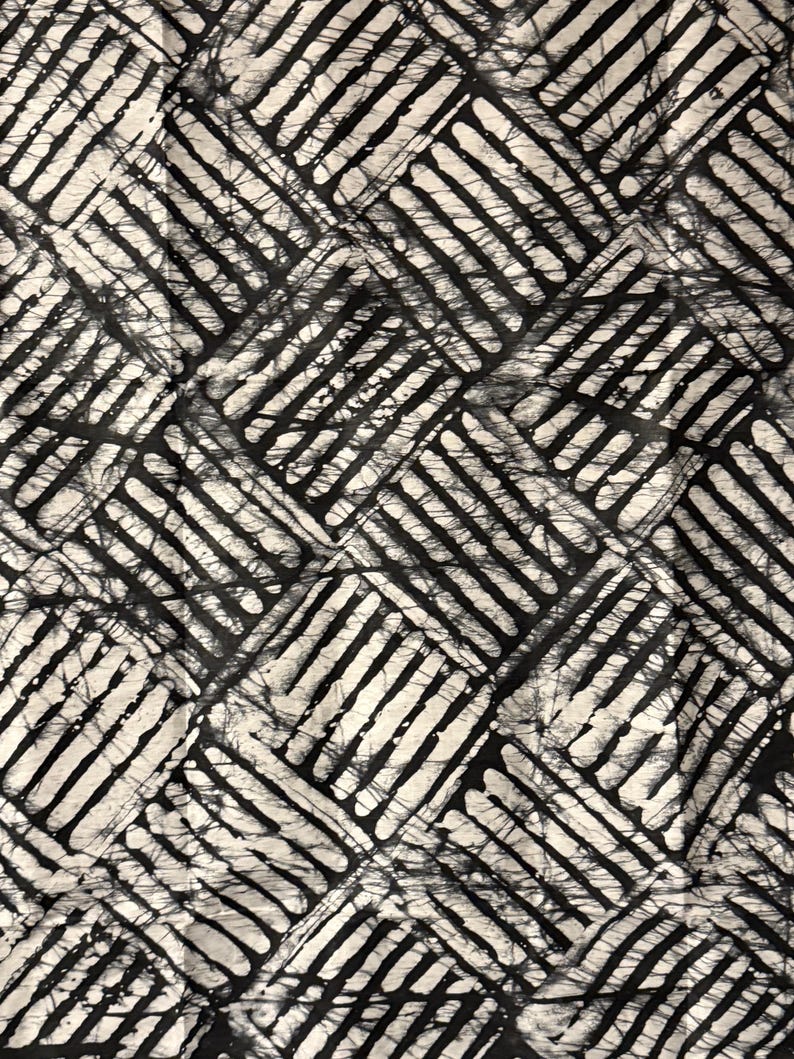 Hand-dyed Adire Batik Fabric, Black White Cotton, Nigerian African Wax ...