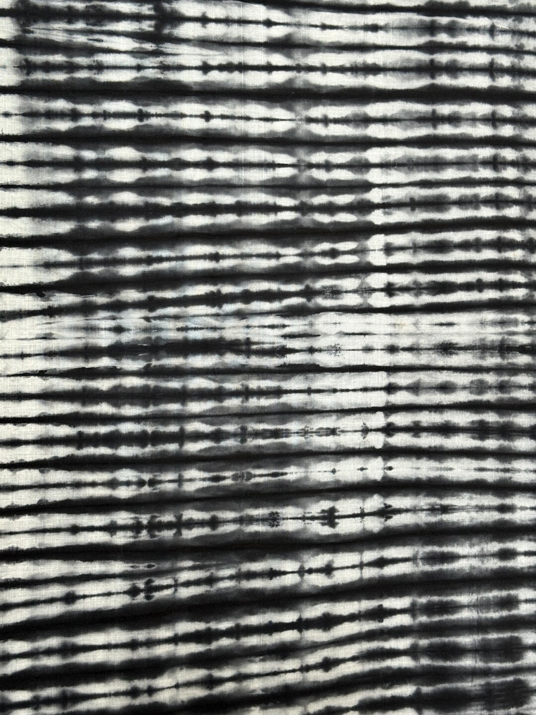 Handmade Adire Batik Fabric, Black White Shibori Stripe Funtua Cotton ...