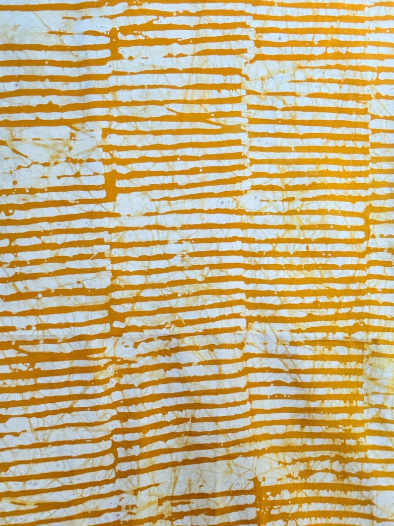 Hand-dyed Adire Batik Fabric, Mustard Yellow White Stripes, 100% Cotton ...