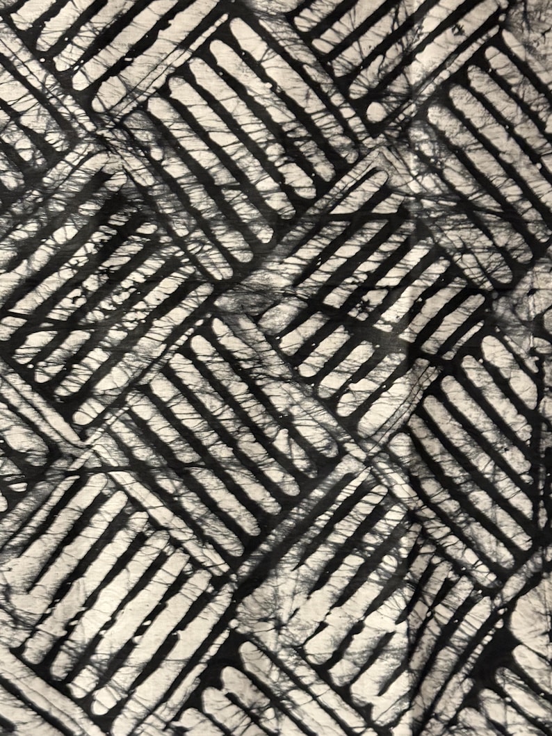 Hand-dyed Adire Batik Fabric, Black White Cotton, Nigerian African Wax ...