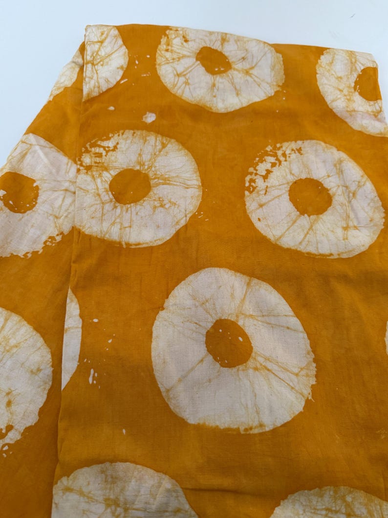 Hand-dyed Adire Batik Fabric, Golden Amber Sunburst Cotton per Yard - Etsy
