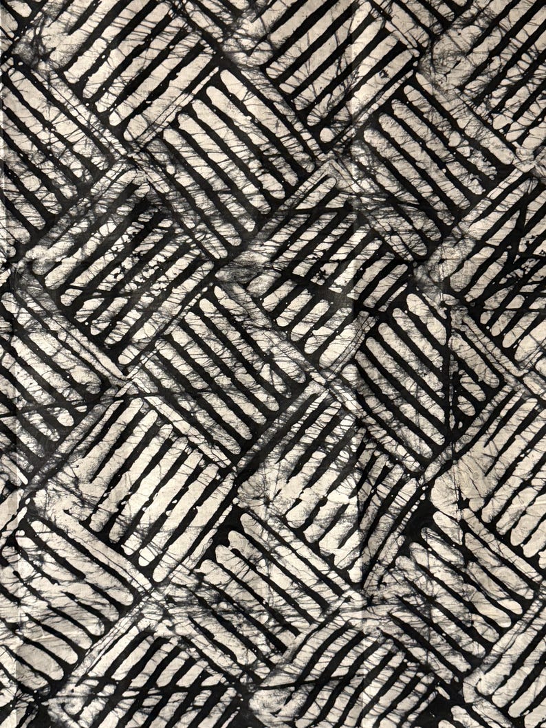 Hand-dyed Adire Batik Fabric, Black White Cotton, Nigerian African Wax ...
