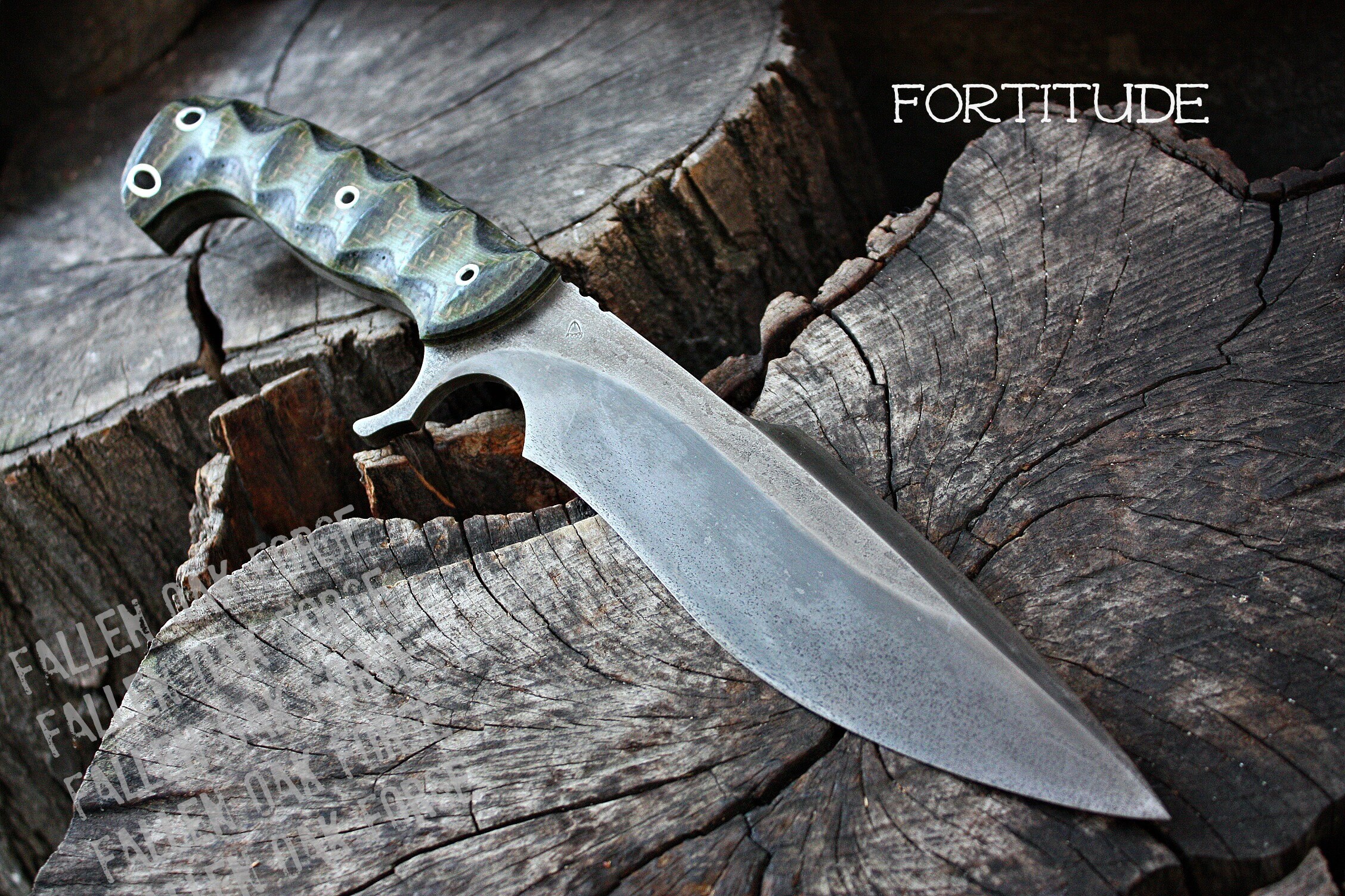 Handcrafted Fallen Oak Forge Fortitude Full Tang tactical and survival ...