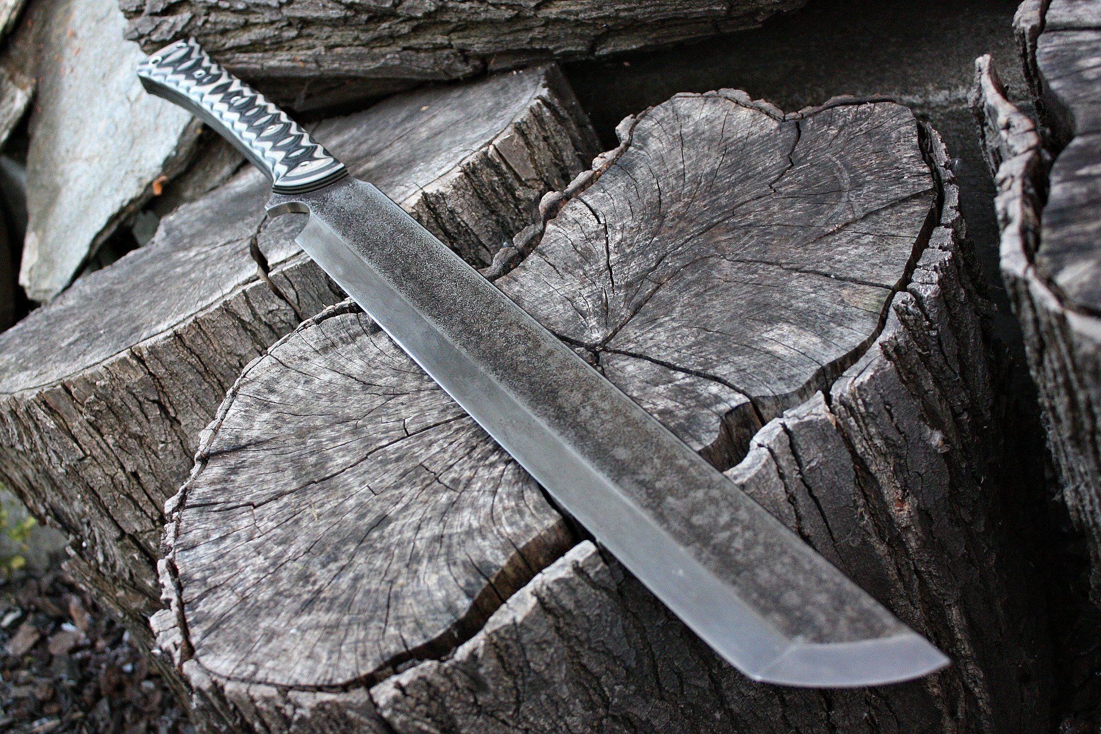 Handcrafted FOF Drover Full tang two handed tanto blade
