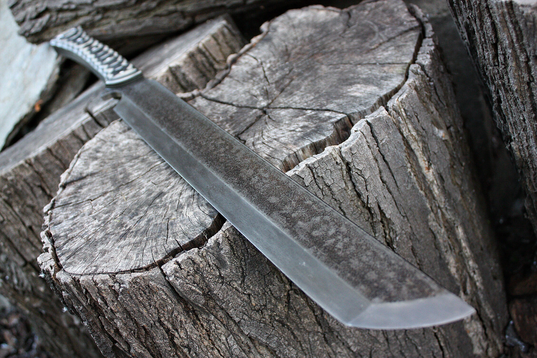 Handcrafted FOF Drover Full tang two handed tanto blade