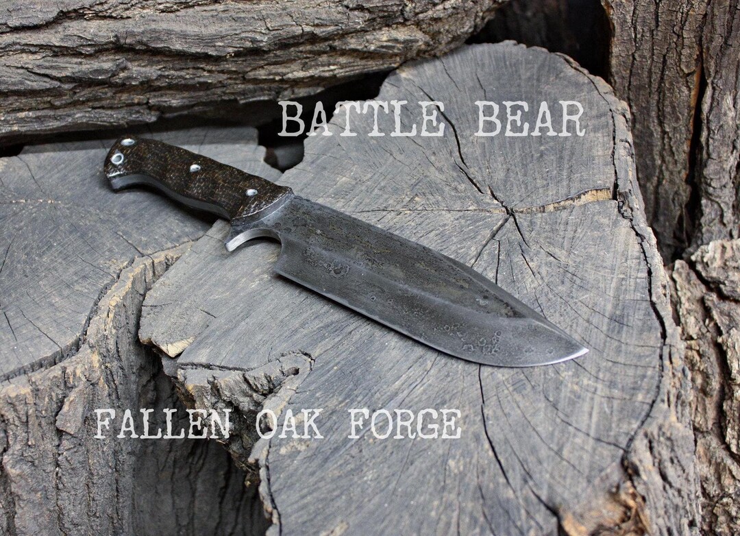 Handmade Fallen Oak Forge FOF battle Bear Full Tang Camp and Survival ...