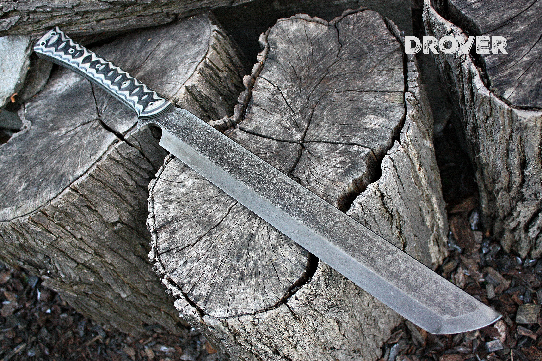 Handcrafted FOF Drover Full tang two handed tanto blade