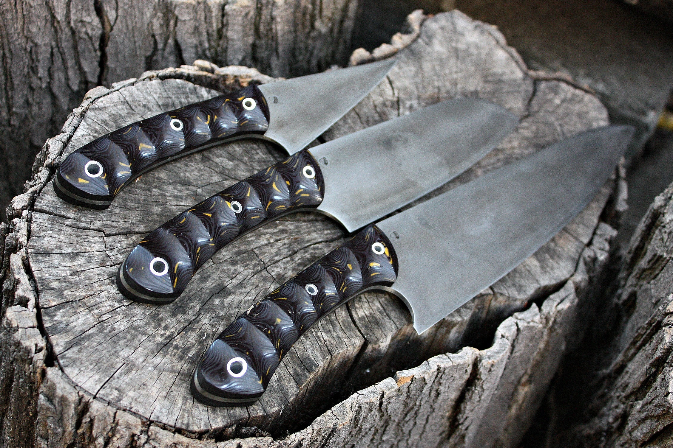 Handcrafted Fallen Oak Forge FOF Trifecta kitchen knife set