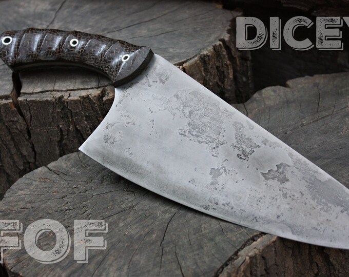 Handcrafted Blade Fallen Oak Forge FOF "dicey" Full Tang Kitchen Blade ...