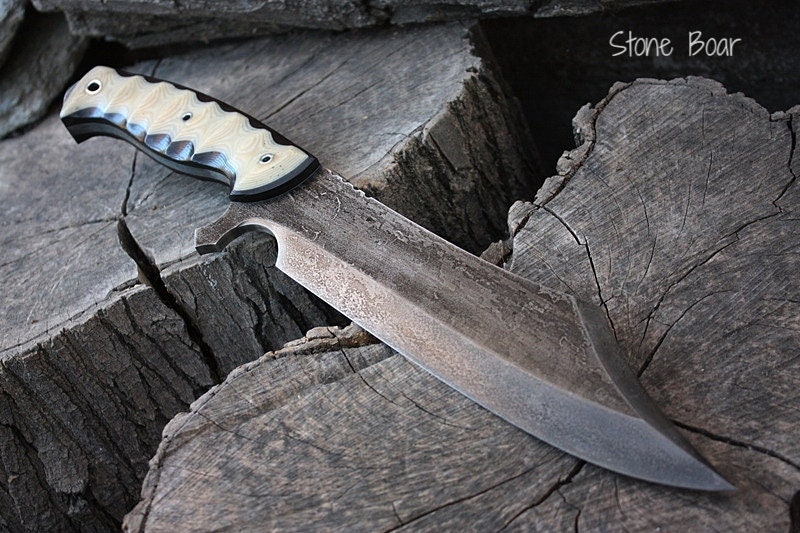 Handcrafted blade FOF Stone Boar full tang modern bowie knife