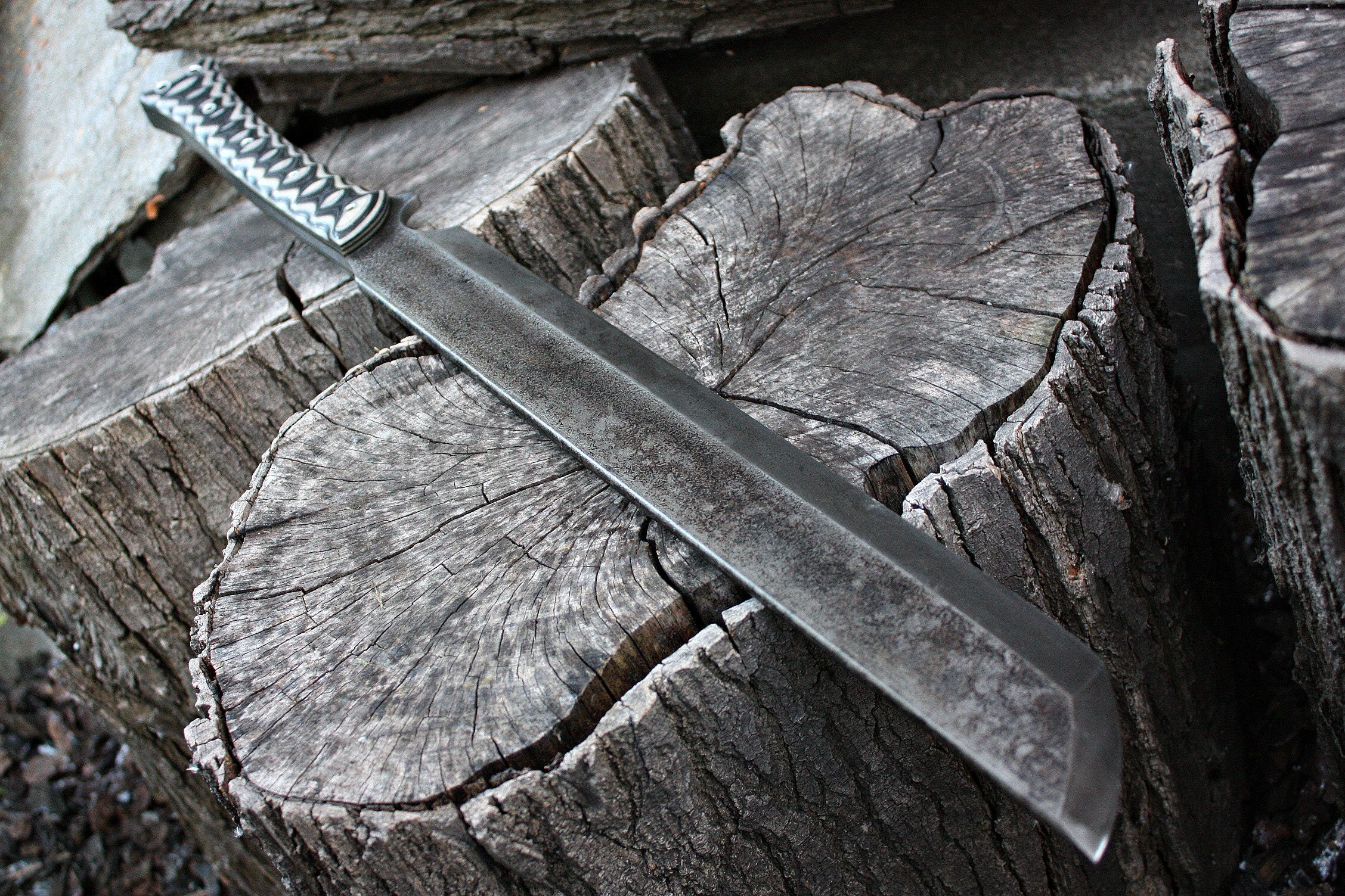 Handcrafted FOF Drover Full tang two handed tanto blade