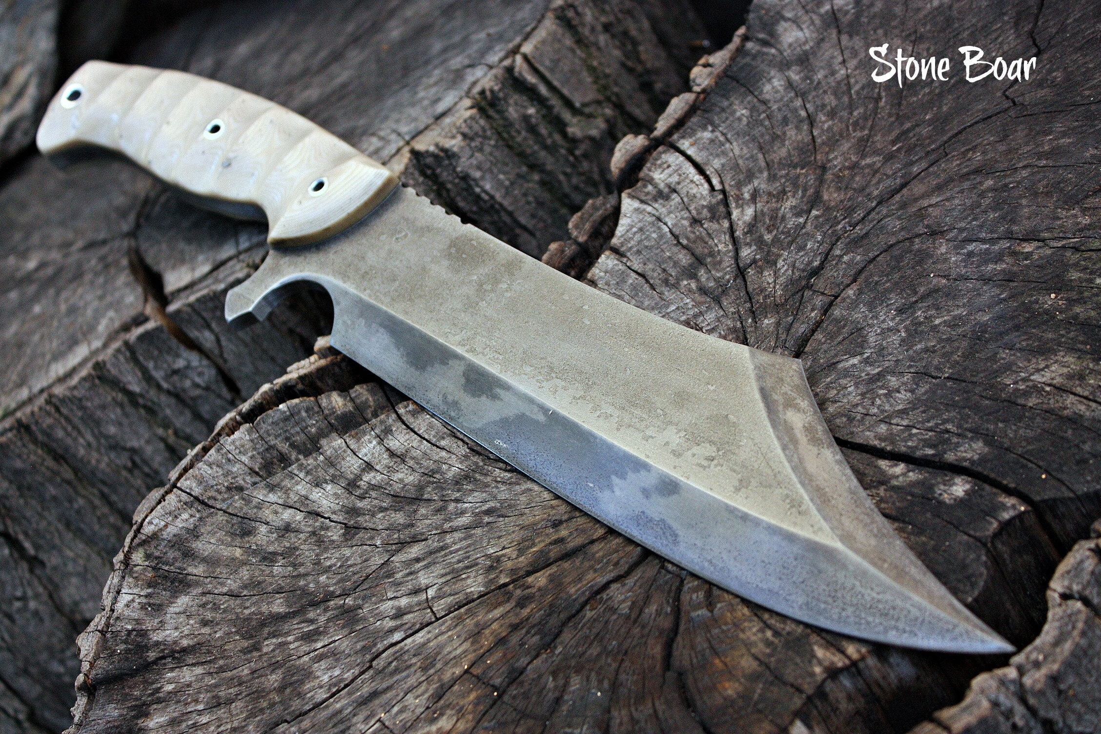 Handcrafted blade FOF Stone Boar full tang modern bowie knife