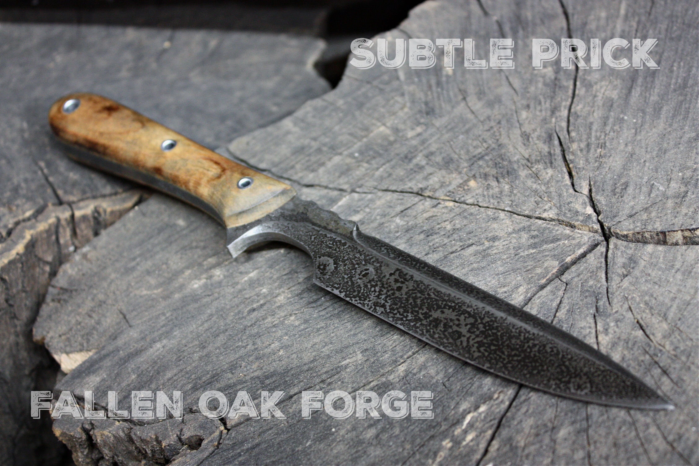 Handcrafted Fallen Oak Forge FOF Subtle Prick, full tang knife