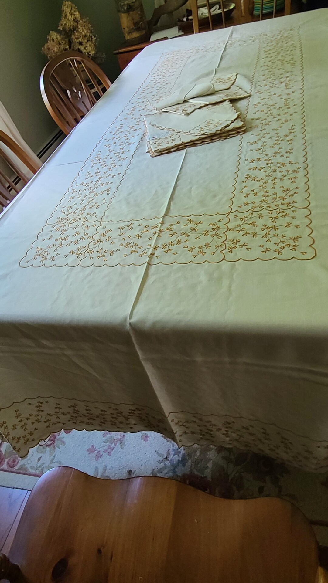 Best Ever Old Stock Madeira Tablecloth 12 Napkins 72 by 108 - Etsy