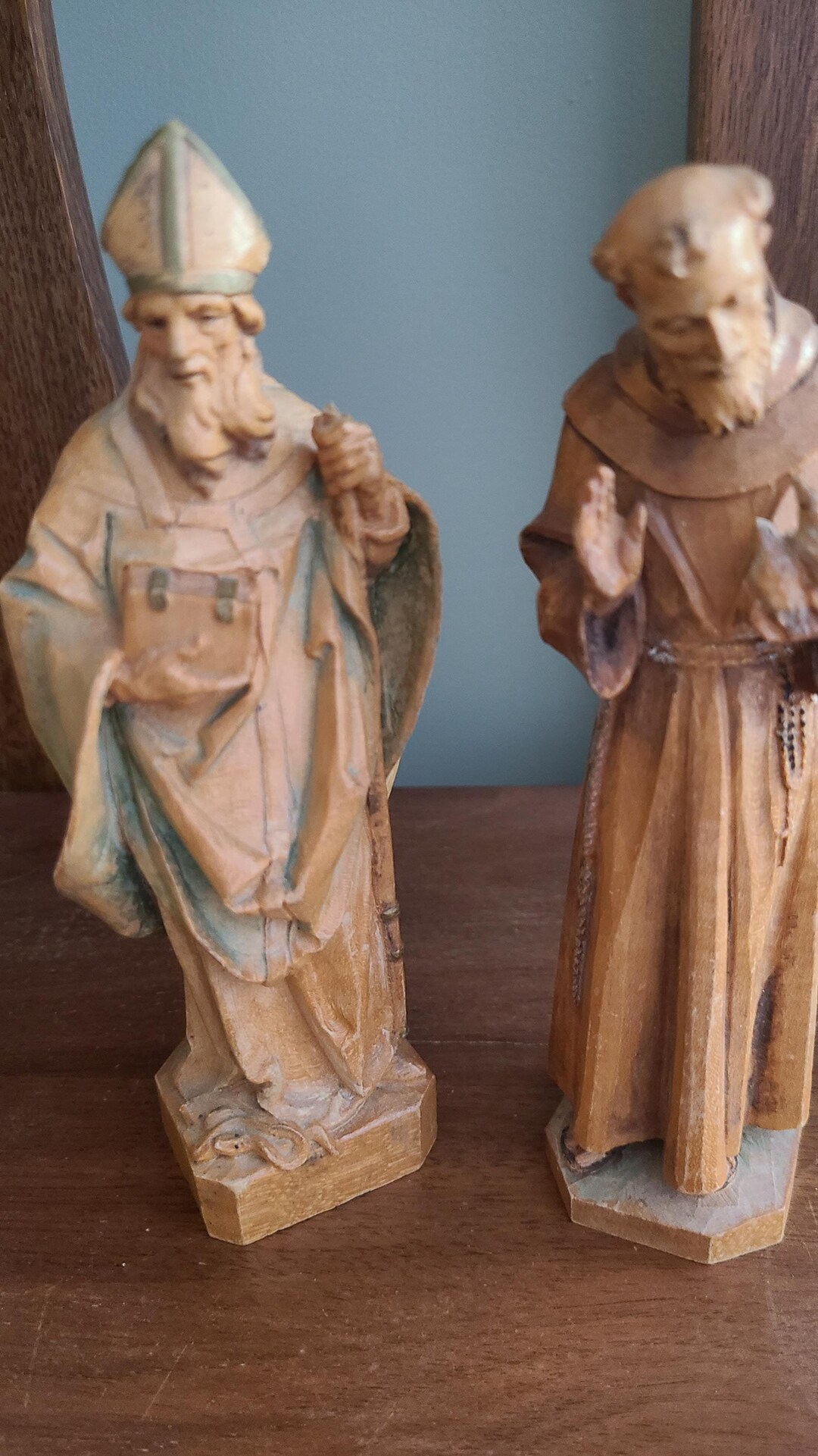 2 Maybe Olive Wood Finely Carved Wooden Saints 6 1/2" High Lovely - Etsy