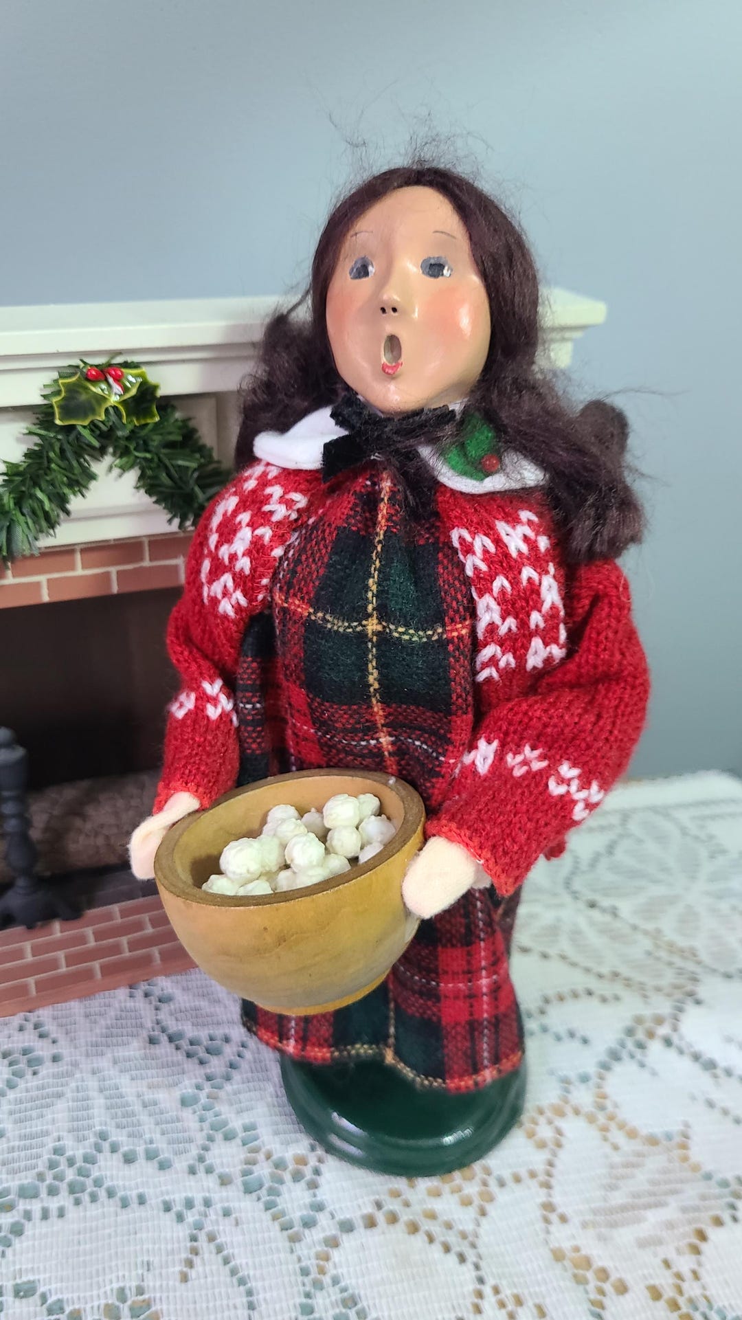 Byers Choice Trim the Tree Little Girl Red Sweater Holding Bowl Full of ...