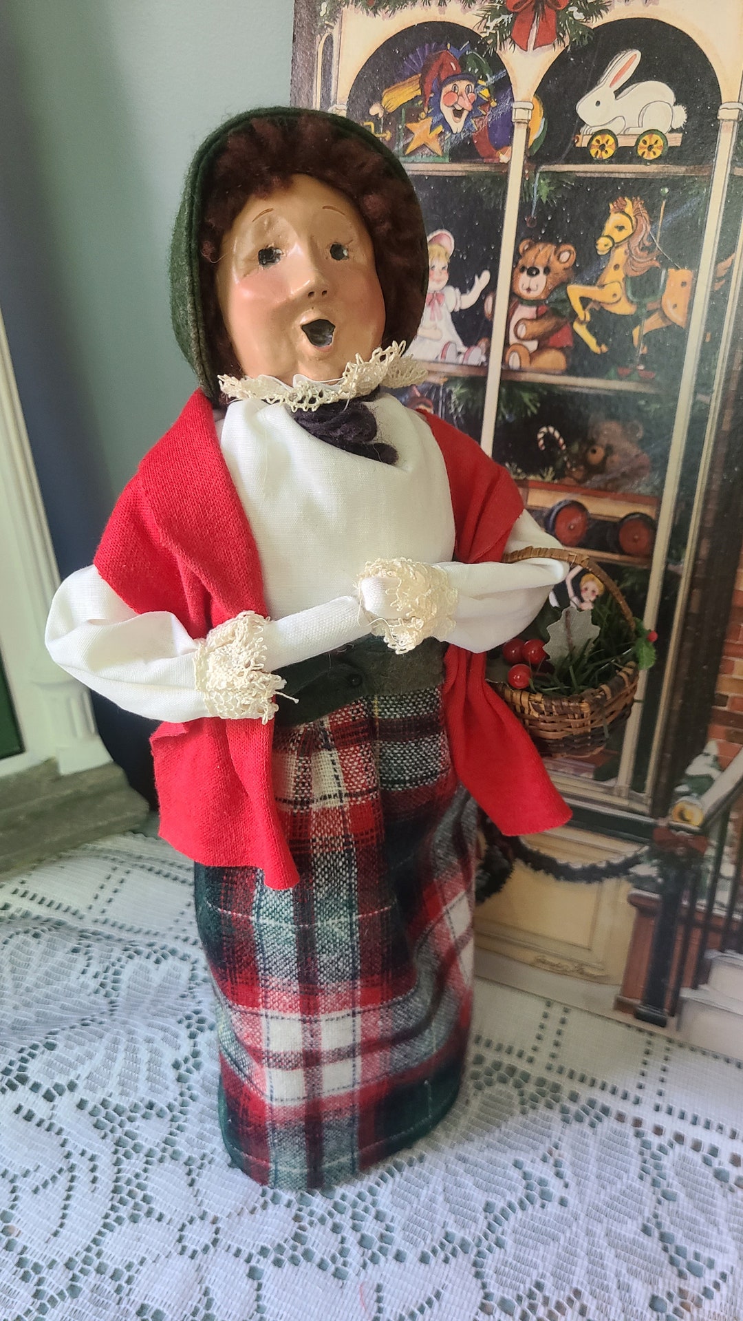 Beautifully Dressed Country Older Lady Nubby Hair 1980 Red Green Plaid ...