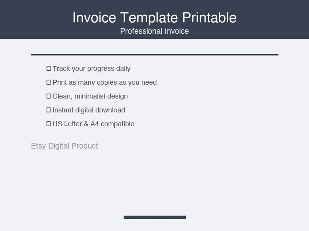 Invoice Template Printable | Professional Invoice | Freelancer Invoice ...