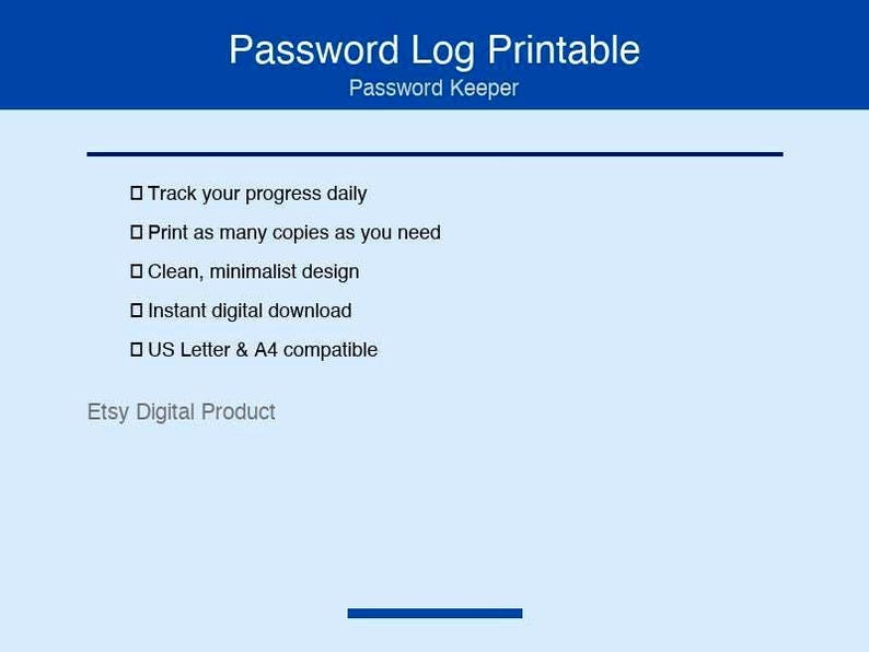 Password Log Printable | Password Keeper | Password Tracker | Internet ...