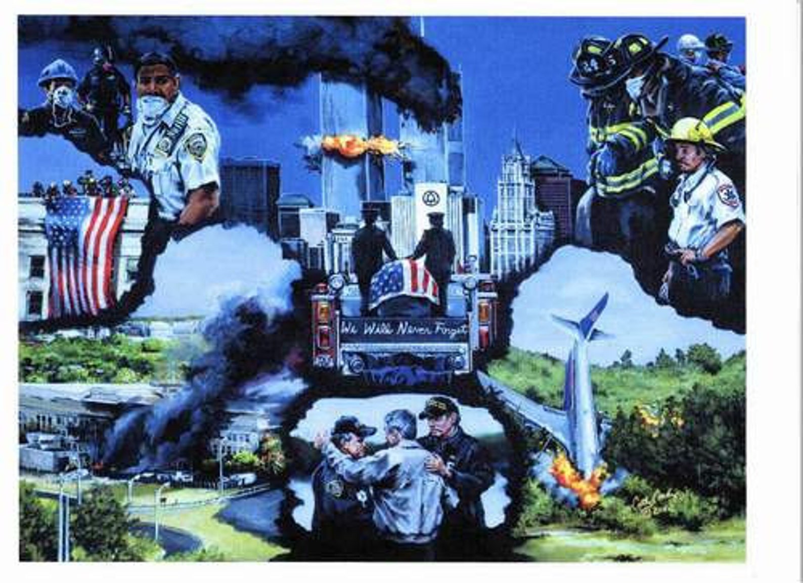 911 Art Firefighter Art We Will Never Forget Lithograph - Etsy