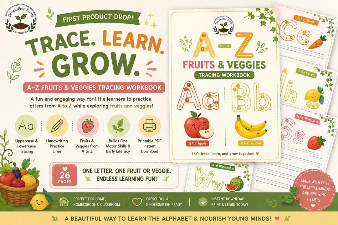 A-to-z Fruits and Veggies Alphabet Tracing Workbook, Preschool ...