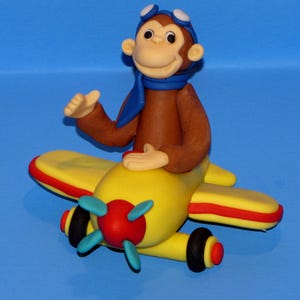 Curious George Flying a Yellow Airplane - Etsy
