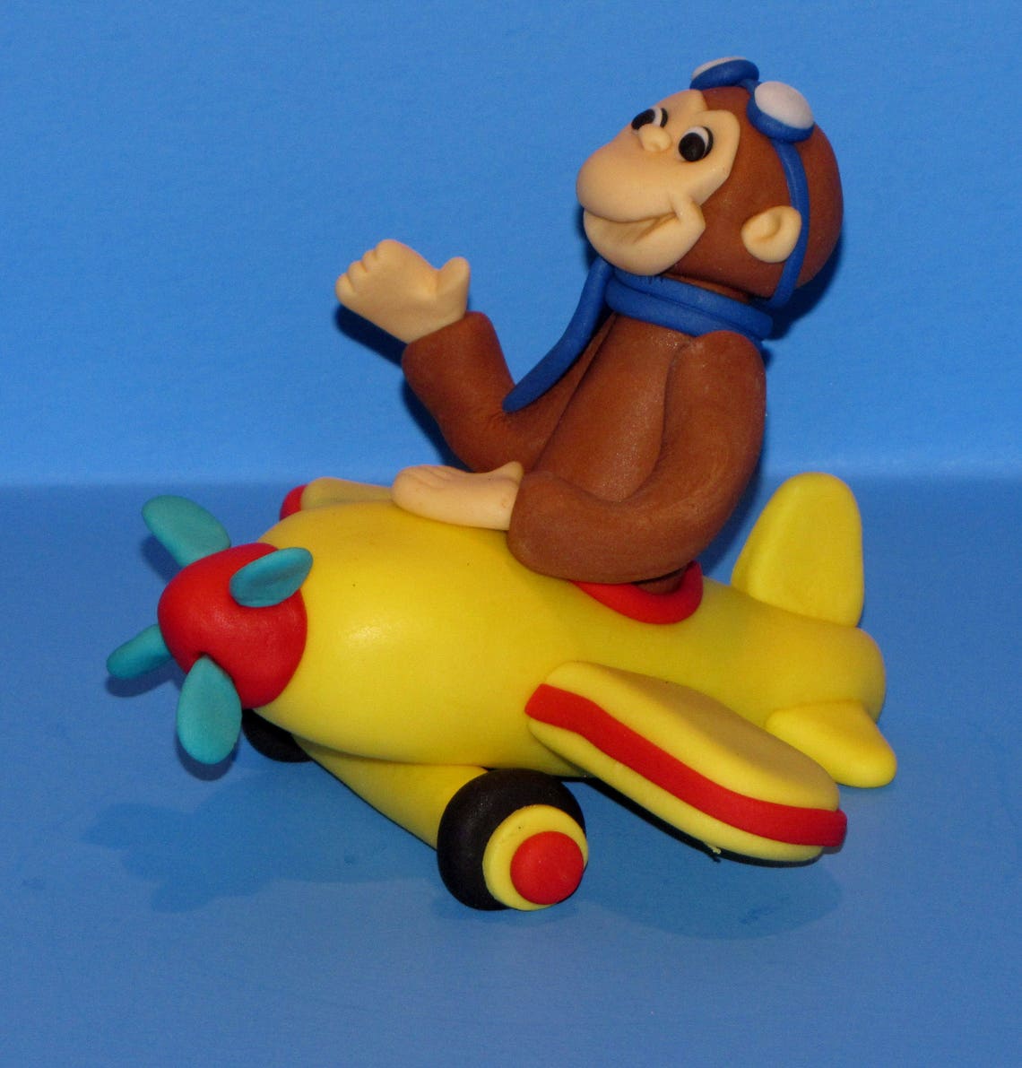 Curious George Flying a Yellow Airplane | Etsy
