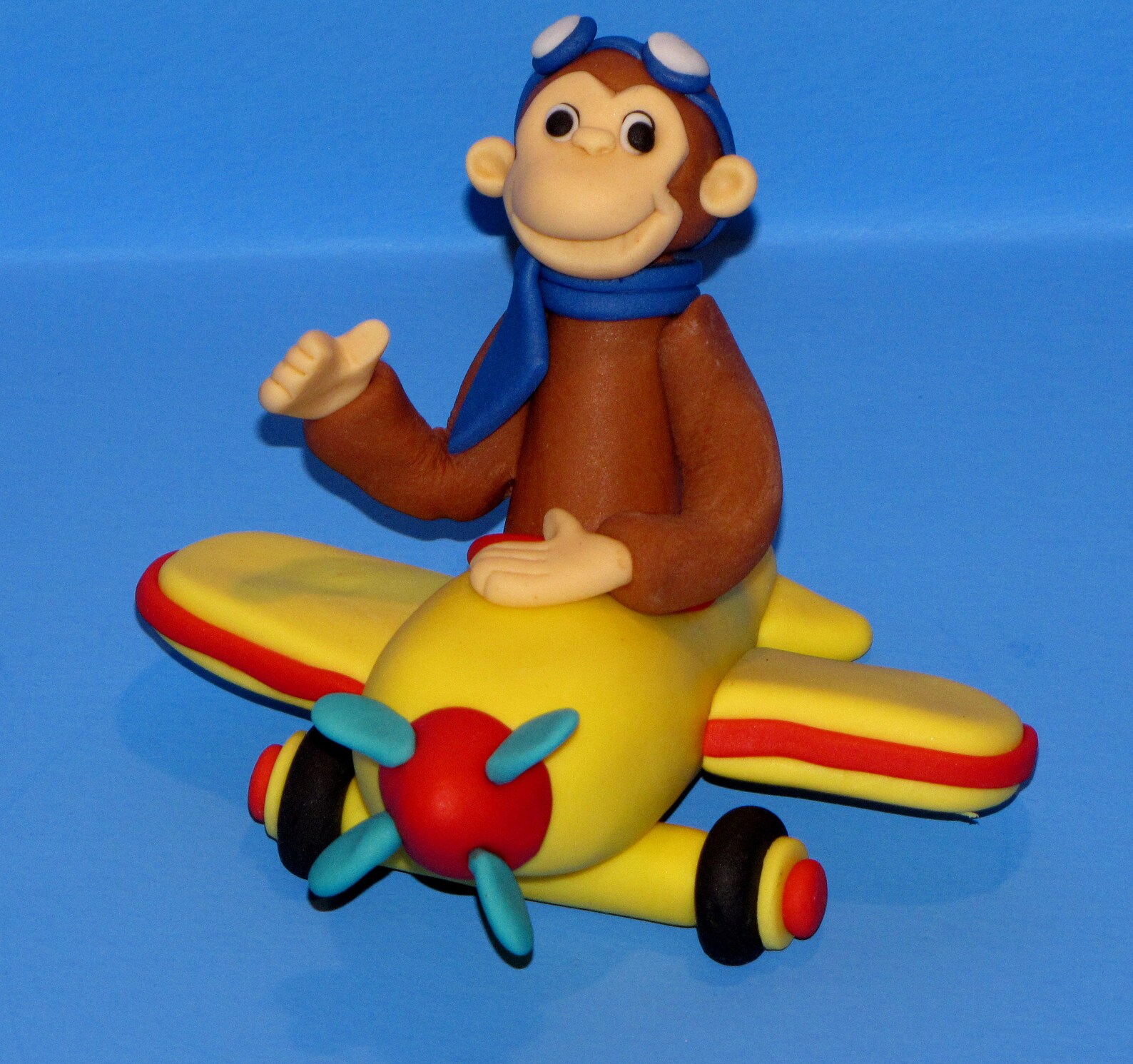 Curious George Flying a Yellow Airplane - Etsy