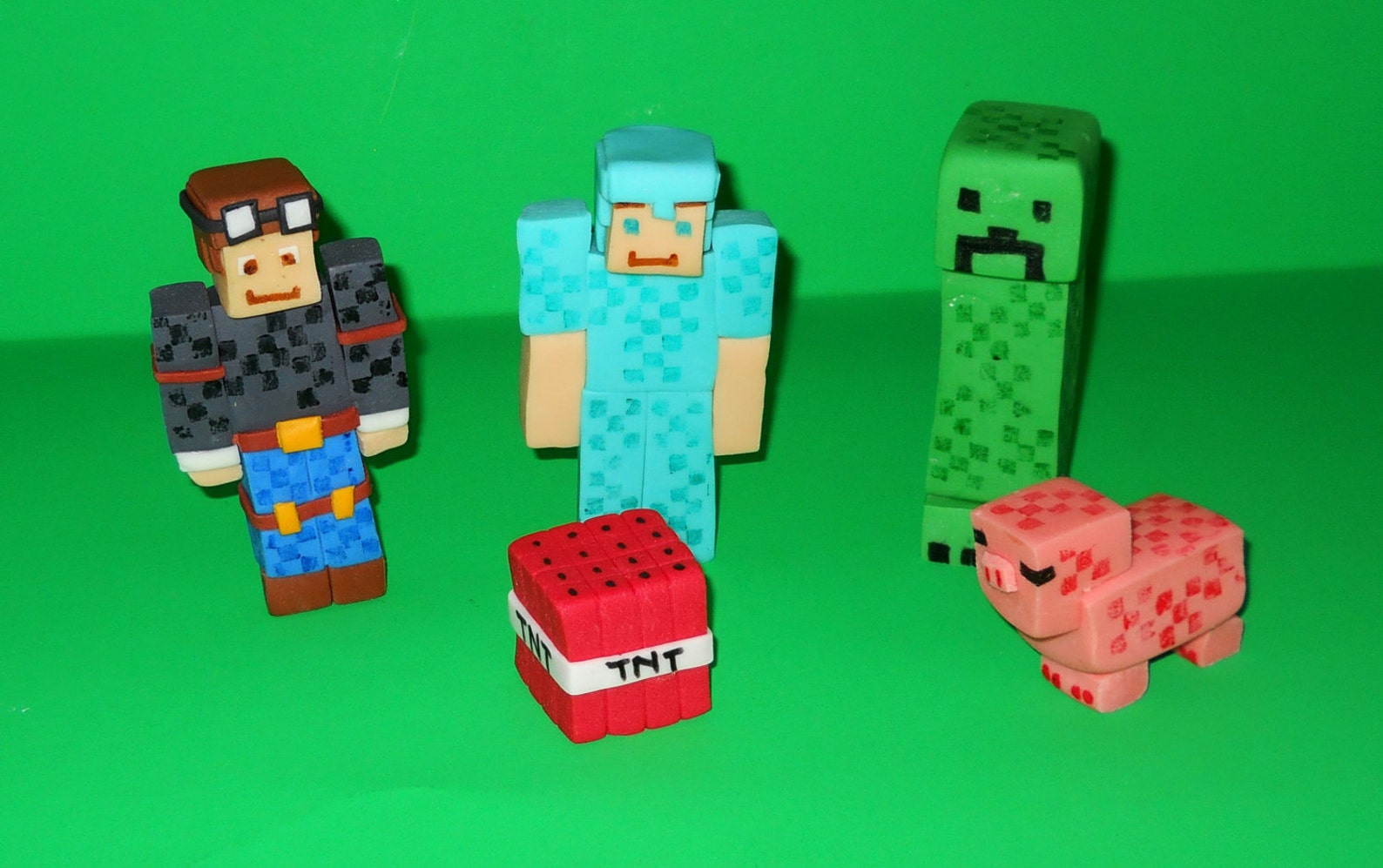 Minecraft Inspired Dan Steve in Armor Creeper Pig and TNT | Etsy