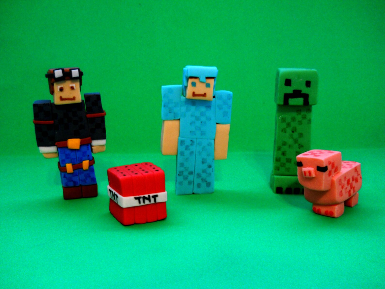 Minecraft Inspired Dan Steve in Armor Creeper Pig and TNT | Etsy