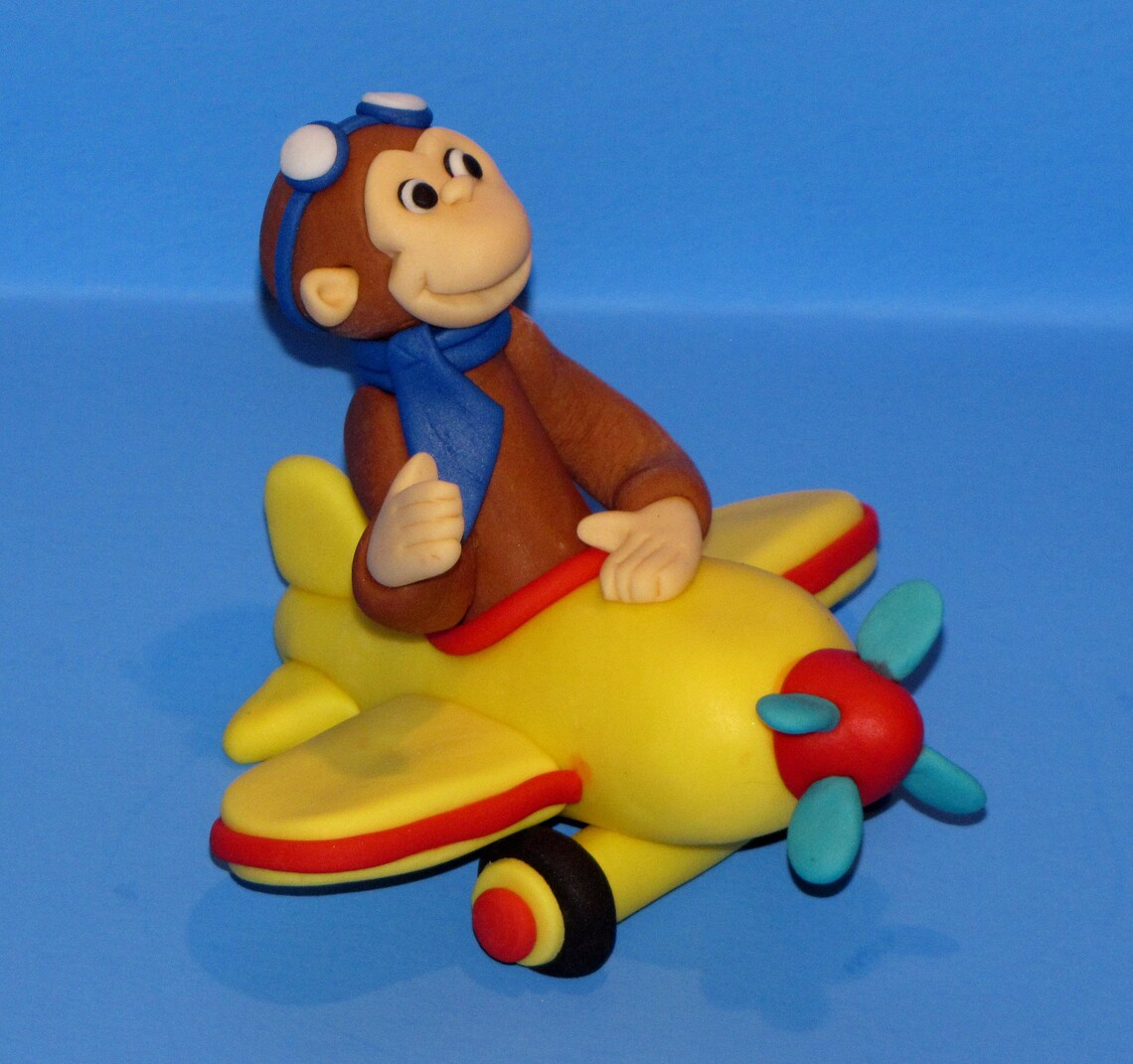 Curious George Flying a Yellow Airplane | Etsy