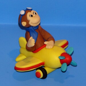 Curious George Flying a Yellow Airplane - Etsy