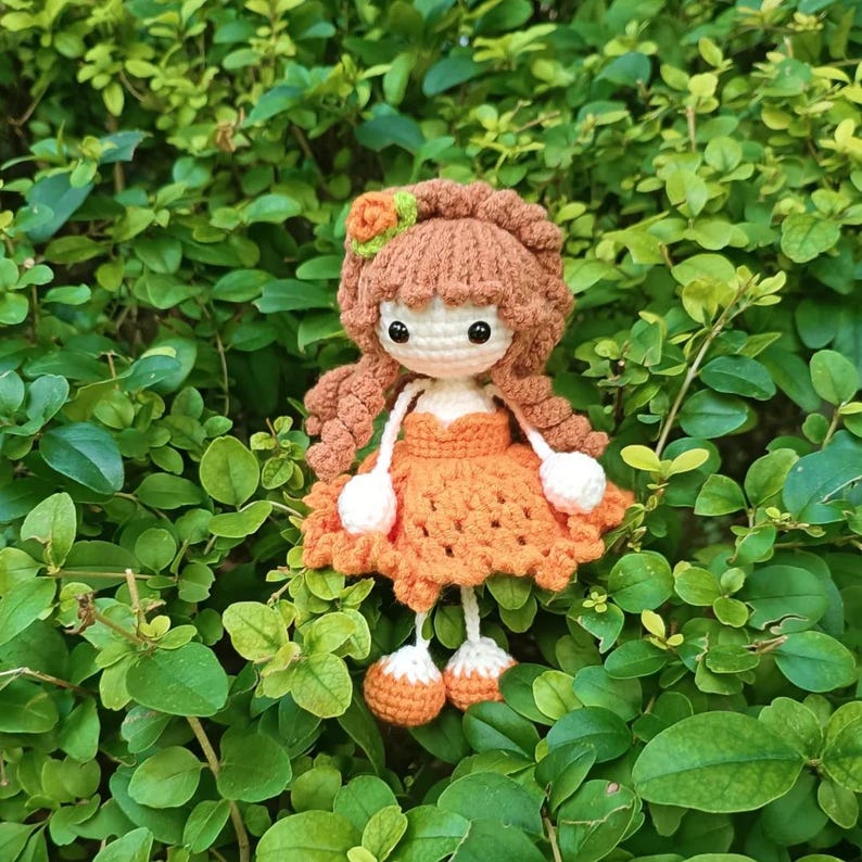 Amigurumi Crochet Doll Pattern, 14cm Handmade Hanging Girl Doll ...