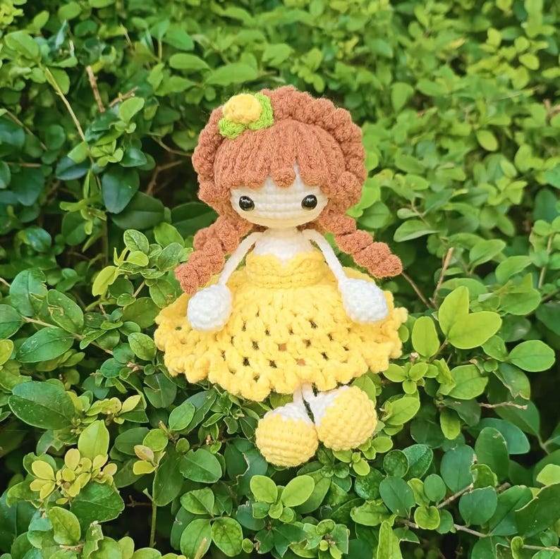 Amigurumi Crochet Doll Pattern, 14cm Handmade Hanging Girl Doll ...