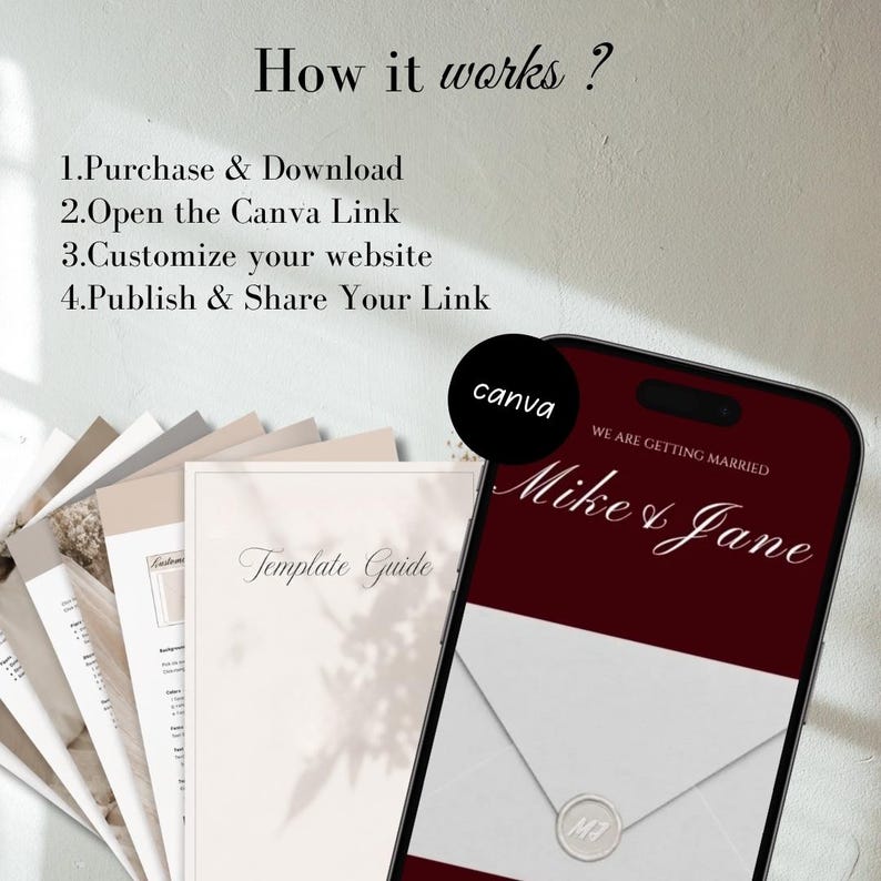 Old Money Wedding Website Template With RSVP: Classic Burgundy Ivory ...