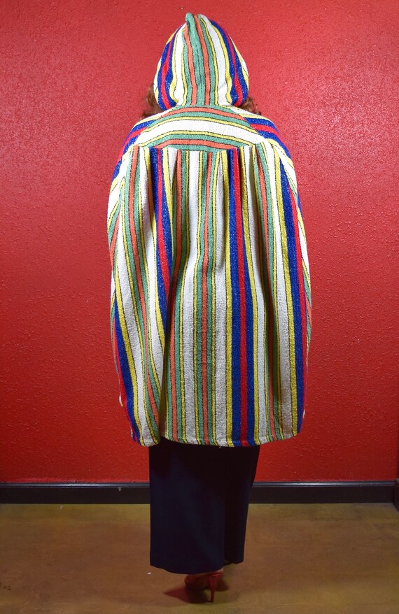 1940s 50s Terry Cloth Hooded Stripe Cape - Gem